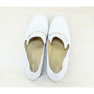 Clarks | Shoes | Clarks Pure Viola Trim White Leather Snakeskin Loafer ...